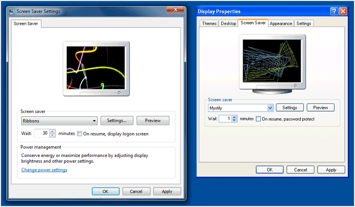 What is the Windows Screen Saver Settings panel? - Screensavers Planet